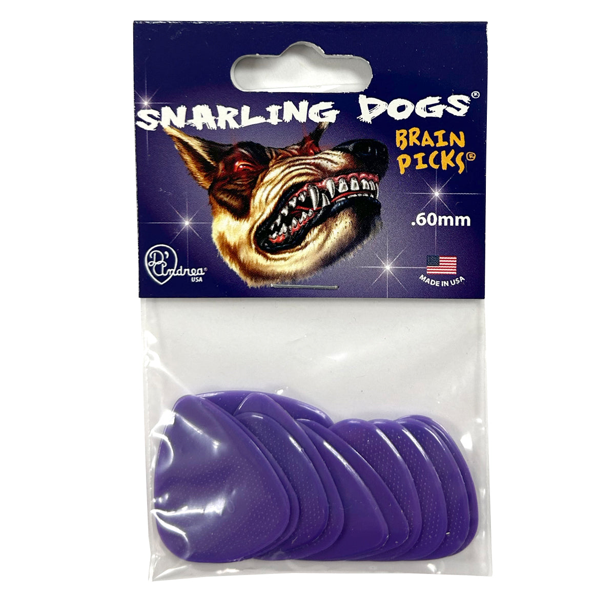 D'Andrea 351 Snarling Dogs Brain Purple Pick Pack ~ Thin Medium ~ 12 P